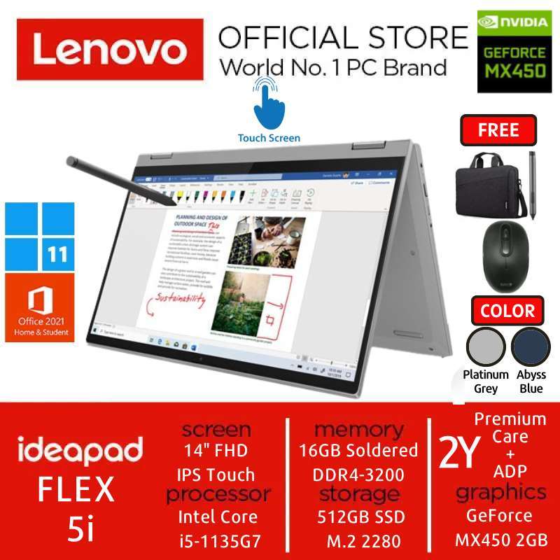 Promo Lenovo IdeaPad Flex 5i 14ITL05 VLID VMID Laptop 2 in 1 [Core i5 1135G7/16GB/512GB SSD ...