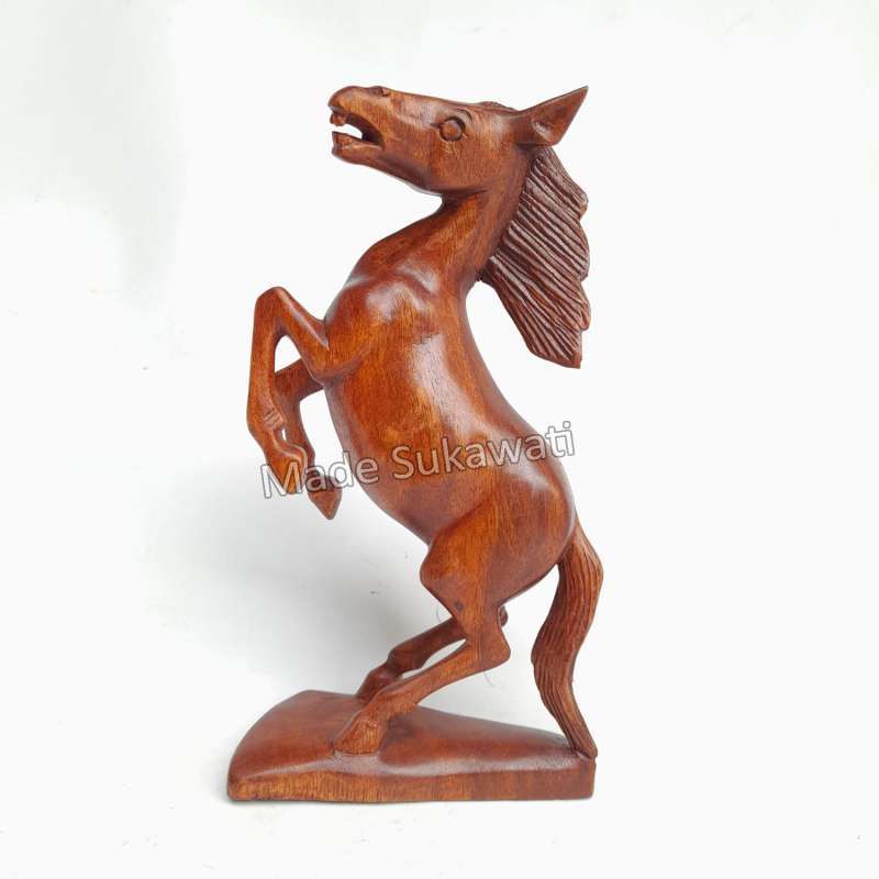 Jual Kerajinan patung Kuda ringkik berdiri ukiran kayu bali - Tinggi ...