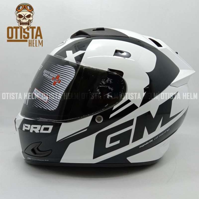Jual Helm Full Face Gm Race Pro ZR650 White Black Hitam Putih Glossy ...