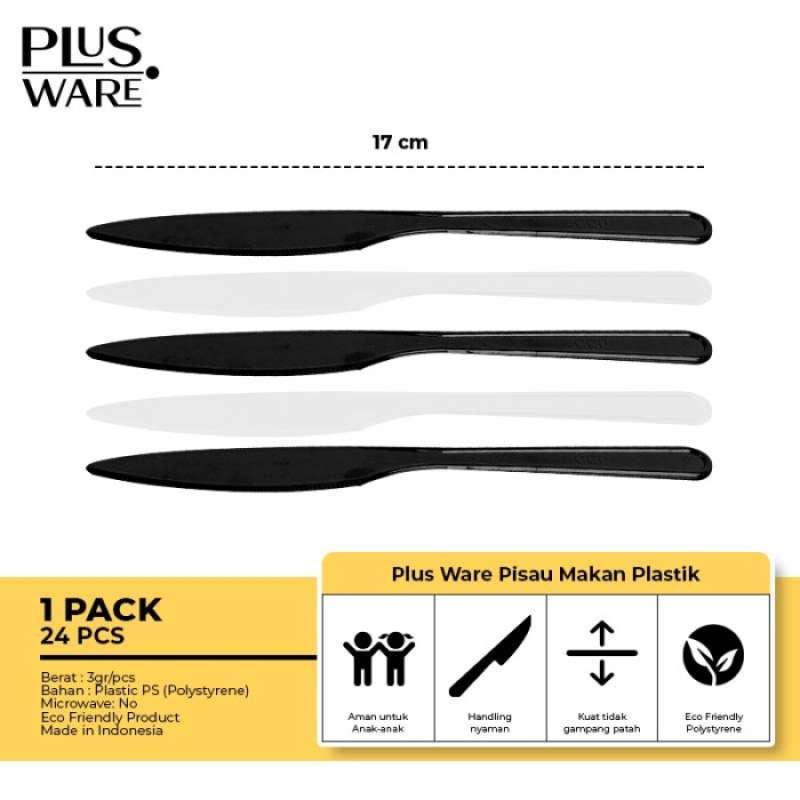 Jual Plusware Pisau Makan Plastik Hitam Putih (24pcs) Di Seller Auto99 ...