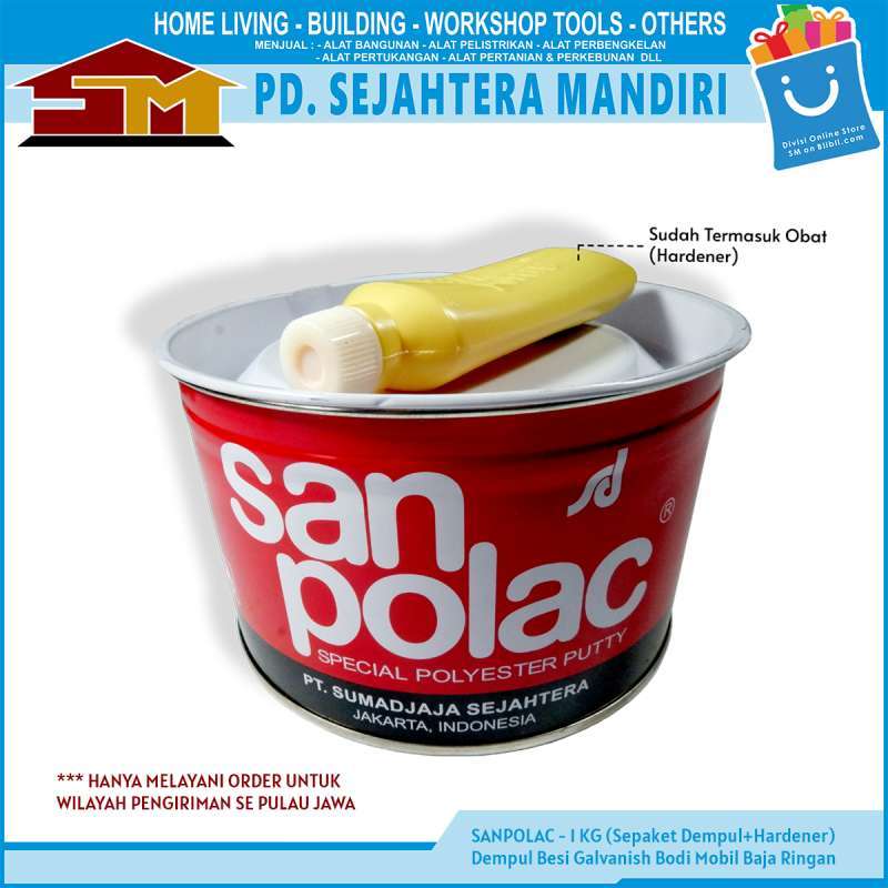 Promo Dempul Sanpolac Dempul Kayu Dempul Plastik Dempul Besi Cat Mobil ...