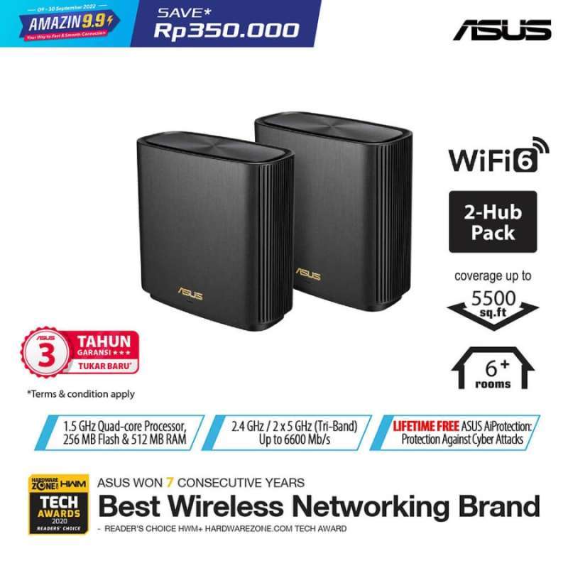 Jual ASUS ZenWiFi XT8 AX6600 Whole Home Tri Band Mesh WiFi 6 System di ...