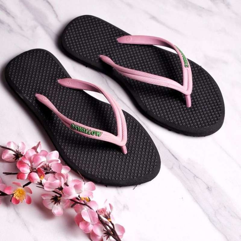 Jual Sandal Swallow Premium Slimfeet Wanita Black - Tali Pink Di Seller ...