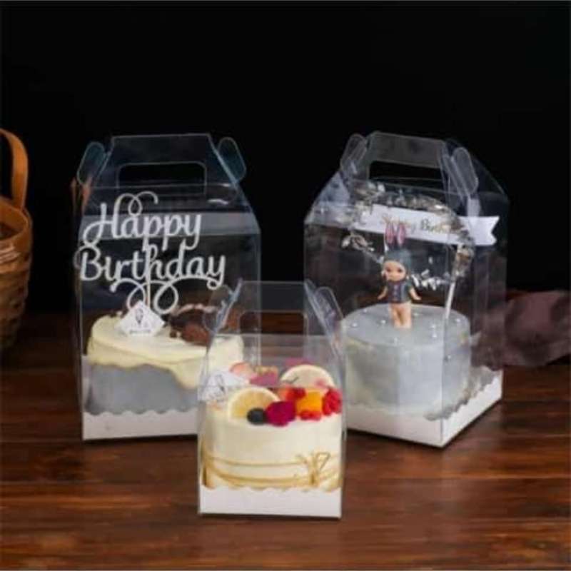 Jual Kotak mika - plastik box cake transparan / Kotak mika 20x20x14cm ...
