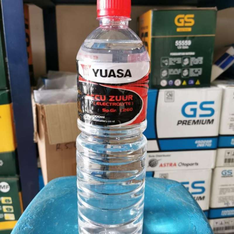 Jual Air Baterai/ Yuasa Accu Zuur 1 Liter/ Air Keras Botol Merah di ...
