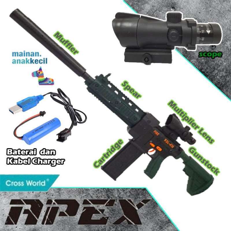Jual Mainan Anak Pistol Tembakan Sniper Apex Softbullet Peluru Gun ...
