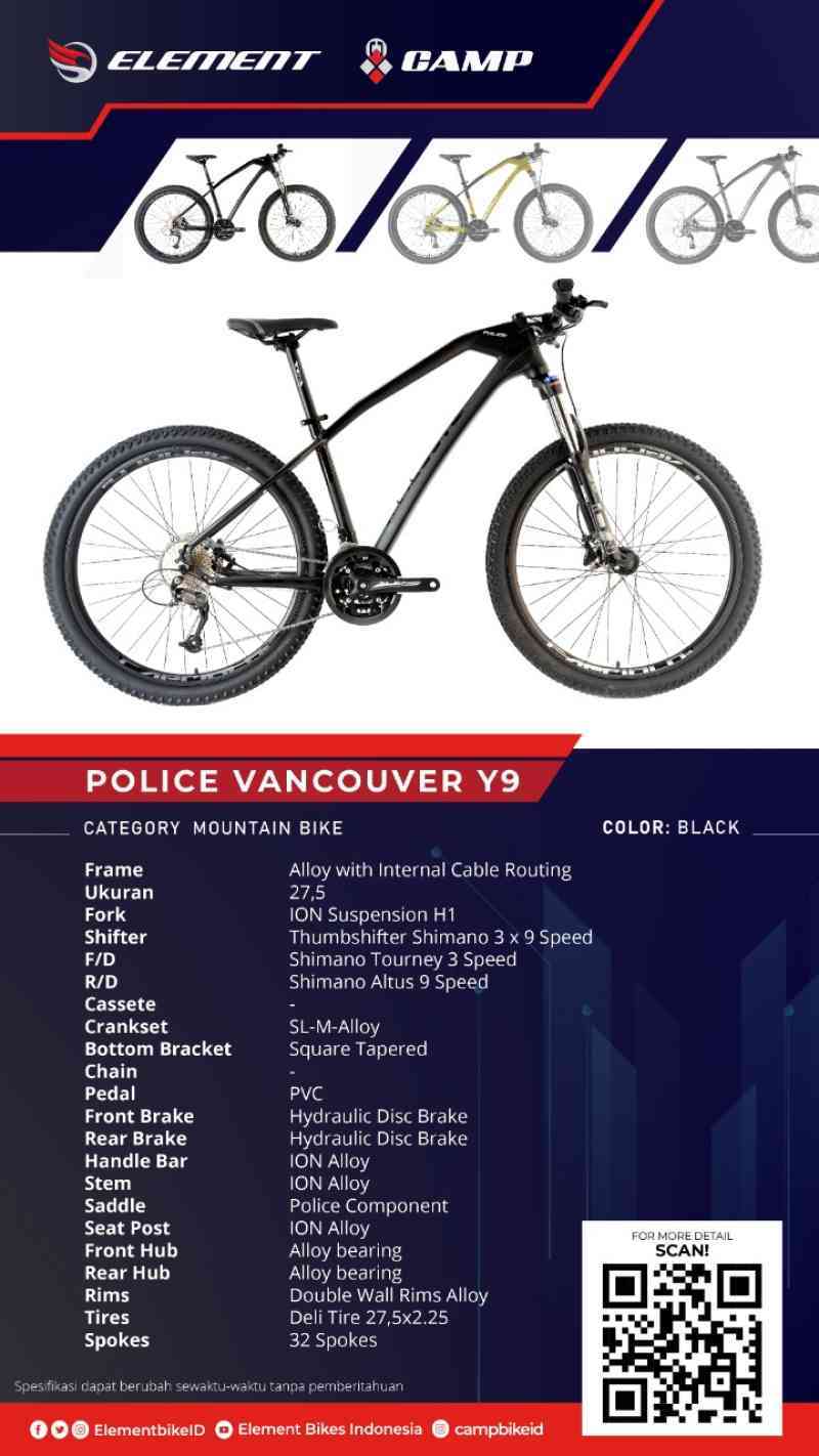 Promo Sepeda Mtb Police Vancouver Y9 27 Speed 27 Inch - Black ,grey ...