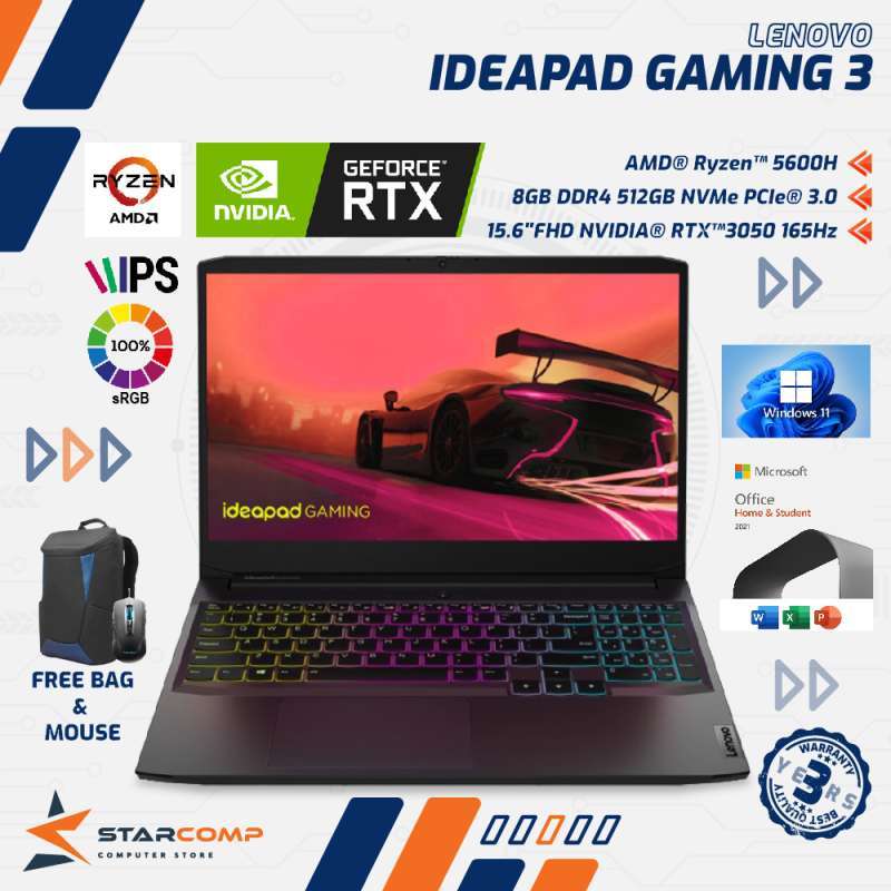 Jual Lenovo Ideapad Gaming 3 Ryzen 5 5600H 16GB 512GB RTX3050 15.6FHD ...