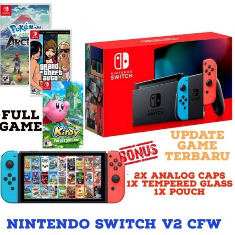 Jual NITENDO SWITCH V2 Neon Blue Red CFW FULL GAME 128GB di Seller ...