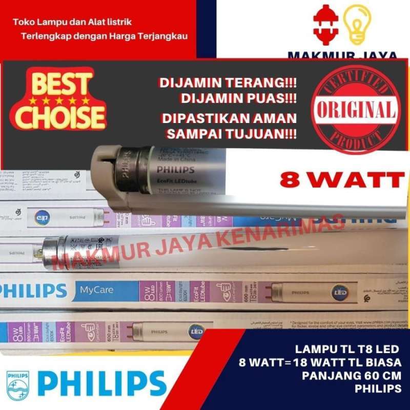 Jual Lampu Philips Ledtube Tl Led Ecofit Industrial Pack 8w T8 60cm Di Seller Makmur Jaya ...