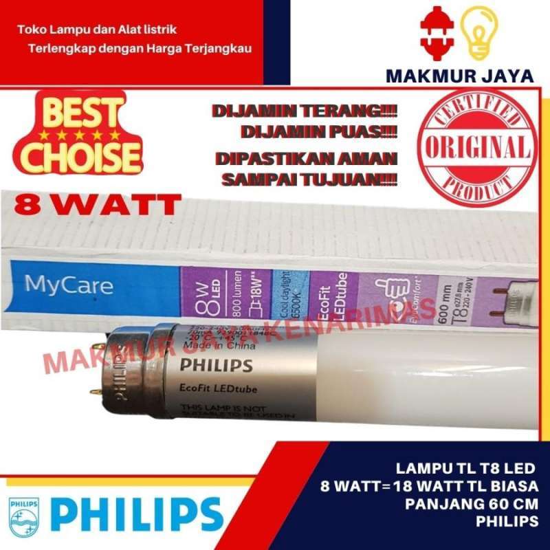 Jual Lampu Philips Ledtube Tl Led Ecofit Industrial Pack 8w T8 60cm Di Seller Makmur Jaya ...