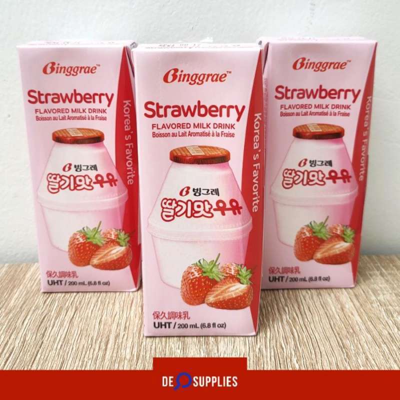 Jual Binggrae Strawberry Milk 200ml - Susu Korea Stroberi Bingrae Bingre di Seller Desupplies ...