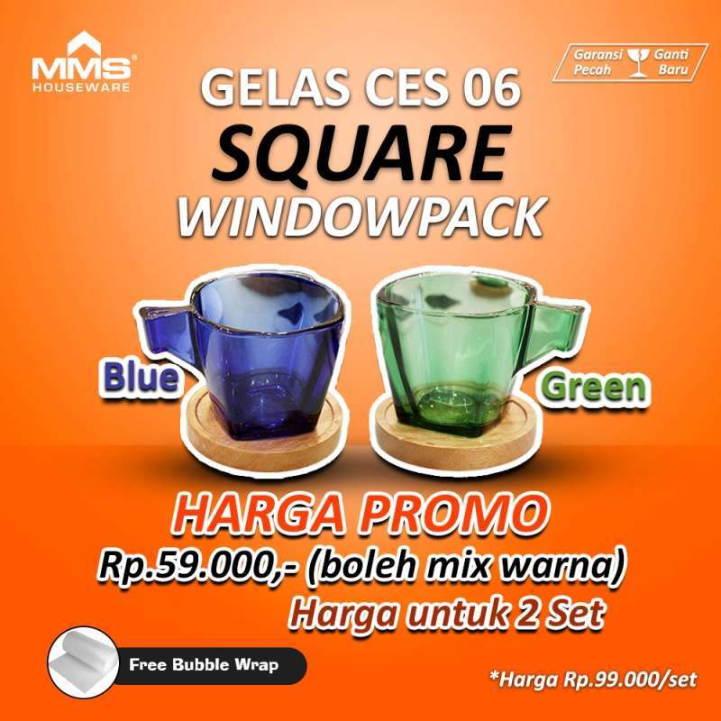 Promo MMS (2 SET) Gelas Kopi Set Kaca Warna 200 ML Diskon 40% di Seller ...
