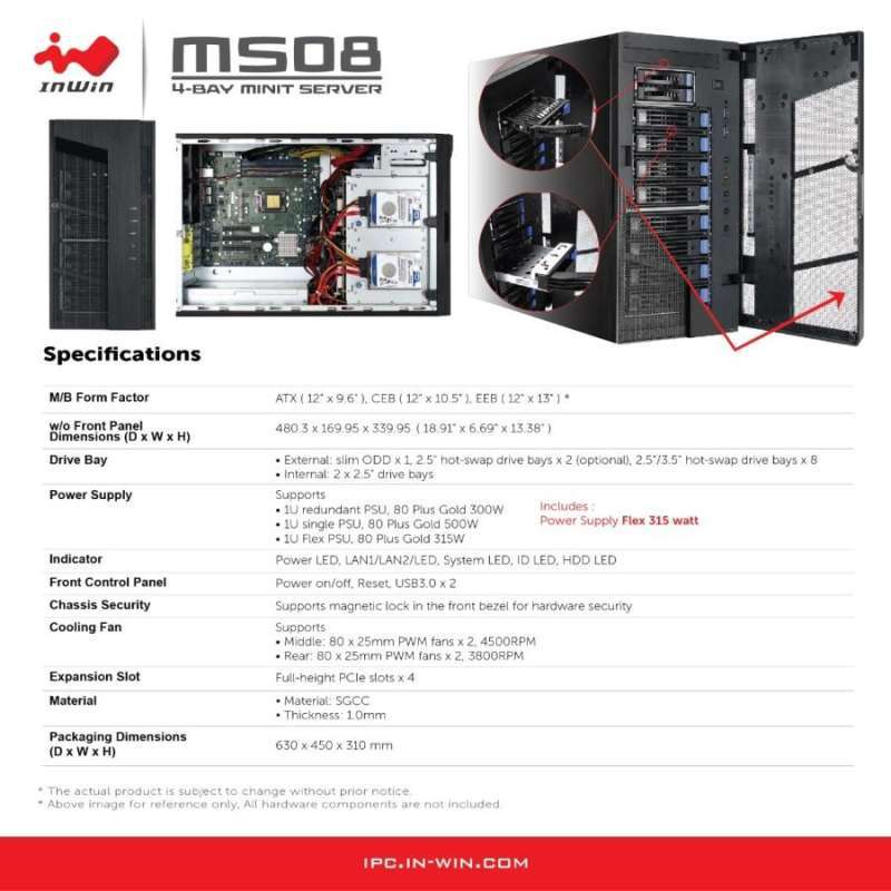 Jual InWin IW-MS08 8-Bay Mini Server Tower Chassis + PSU FLEX 315W di ...