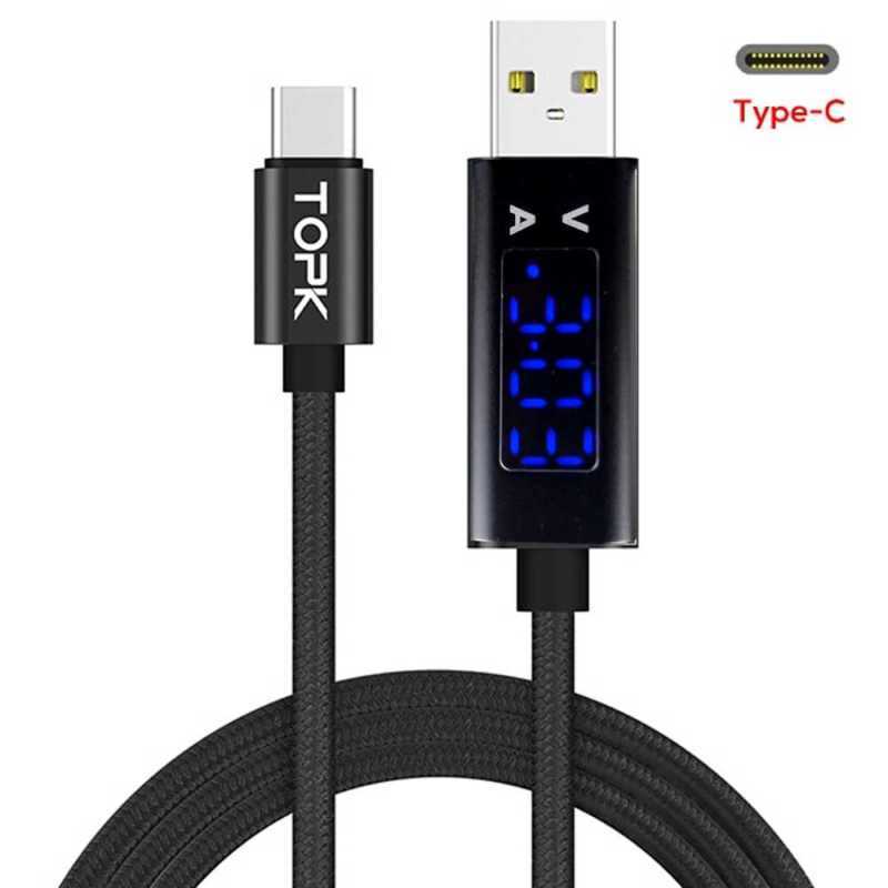 Jual GLO - TOPK Kabel Charger USB Type C 3A 1.2M with Voltage Meter ...