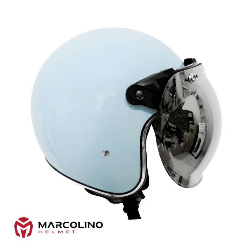 Jual Helm Bogo Marcolino Classic Edition Blue Pastel SNI Bubble Chrome ...