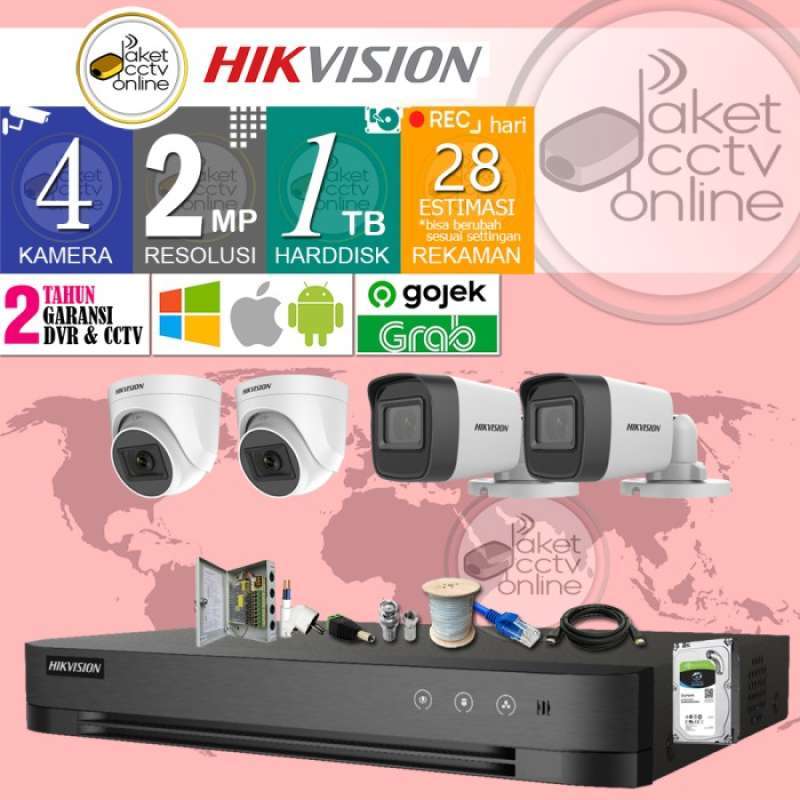 Jual Bulan ini aja kak! Paket CCTV Hikvision TURBO HD ( 4 Channel ) Instalasi Pasang Dipandu ...