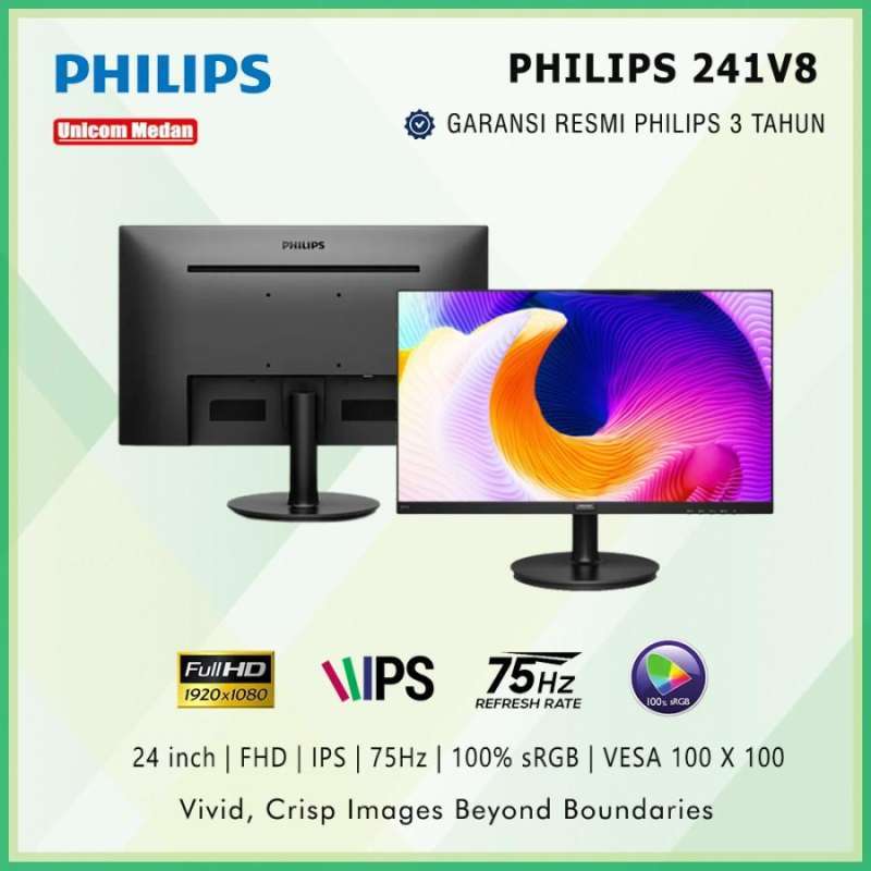 Jual Monitor LED Philips 241V8 24 IPS 1080p VGA HDMI Vesa 100x100 di ...