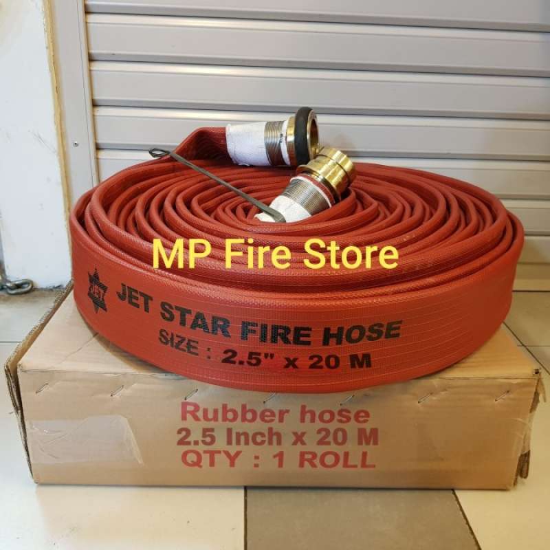 Jual Fire Hose Rubber Jet Star 2.5 Inch x 20 Mtr + CP Selang Pemadam Merah di Seller Odettee ...