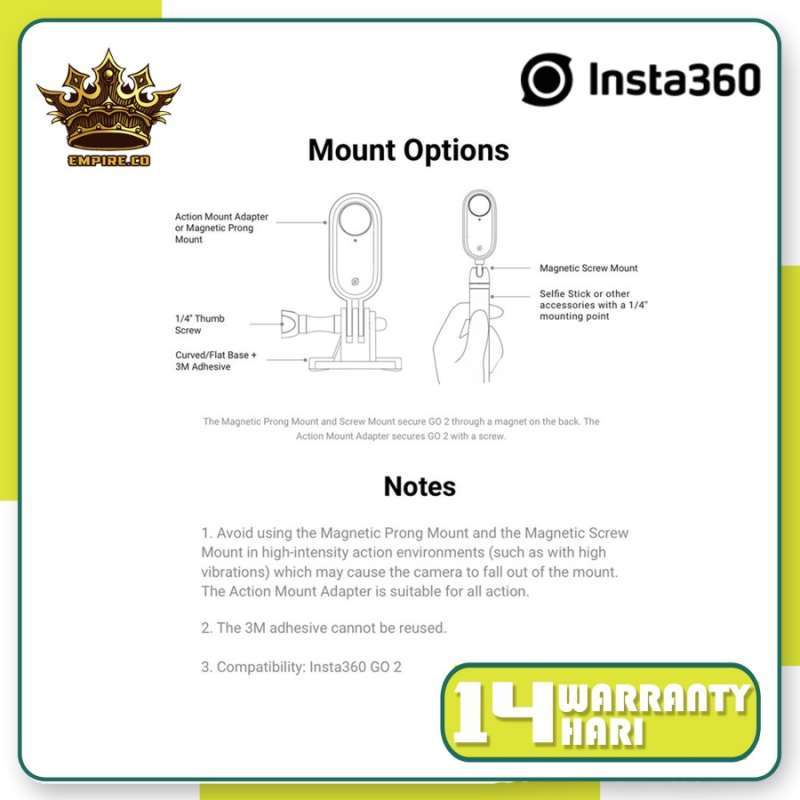 Jual Insta360 Mount Adapter Bundle For Go 2 Camera Di Seller Empire Co ...