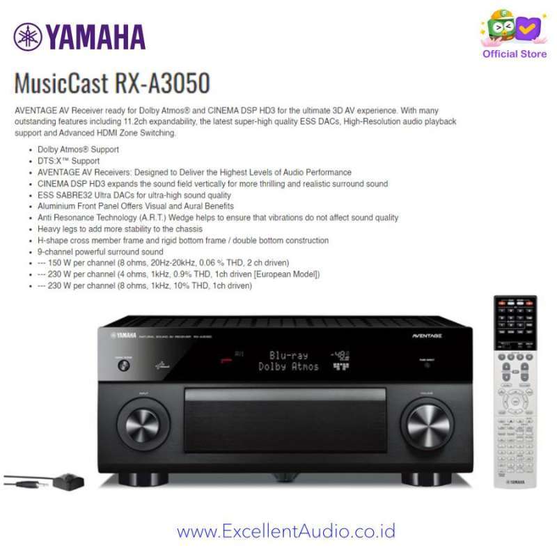 Jual Yamaha RX-A3050 RXA-3050 RXA3050 9.2 Ch. Network AV Receiver Aventage di Seller Excellent ...