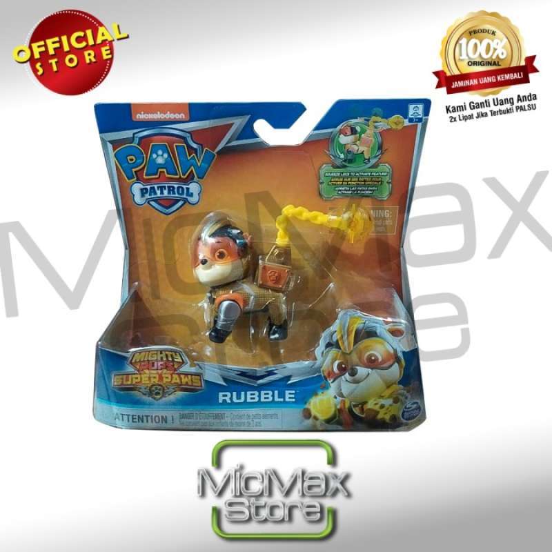 Jual Paw Patrol Mighty Pups Super Paws Rubble Figure With Backpack Di