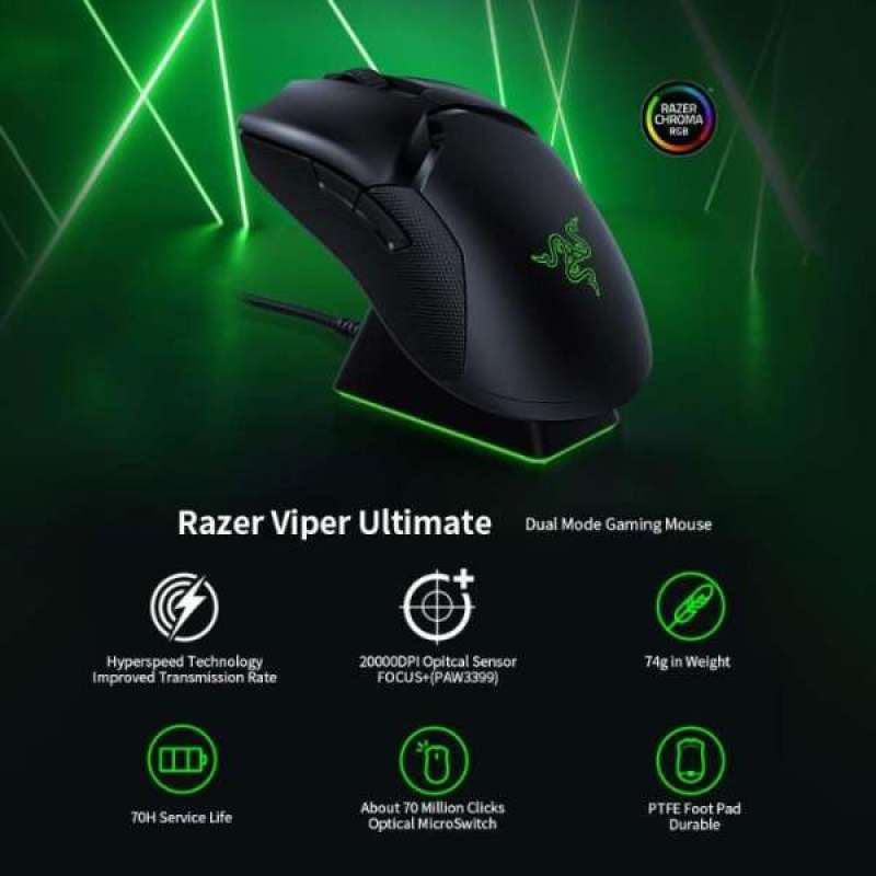 Jual Razer Viper Ultimate Dual Mode Gaming Mouse Wireless di Seller ...