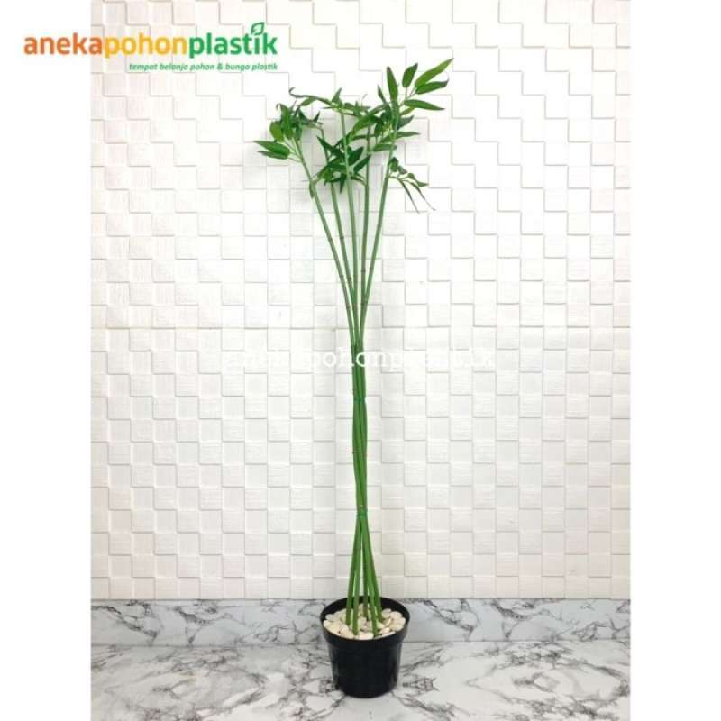 Jual Tanaman Hias Daun Bambu Air Artificial Pot Dasar Hitam Dekorasi ...