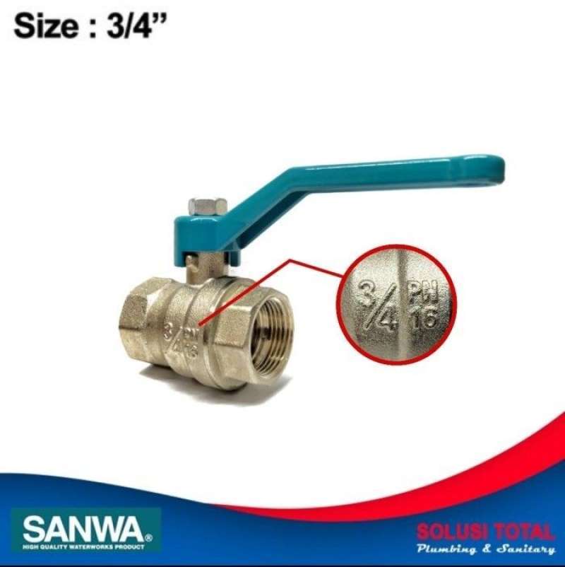 Jual Ball Valve 3/4 Inch Full Bore Brass Chrome Stop Kran 3/4 Sanwa di ...