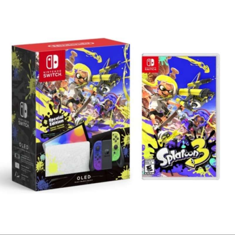 Jual nintendo switch oled splatoon 3 edition free game splatoon 3 di ...