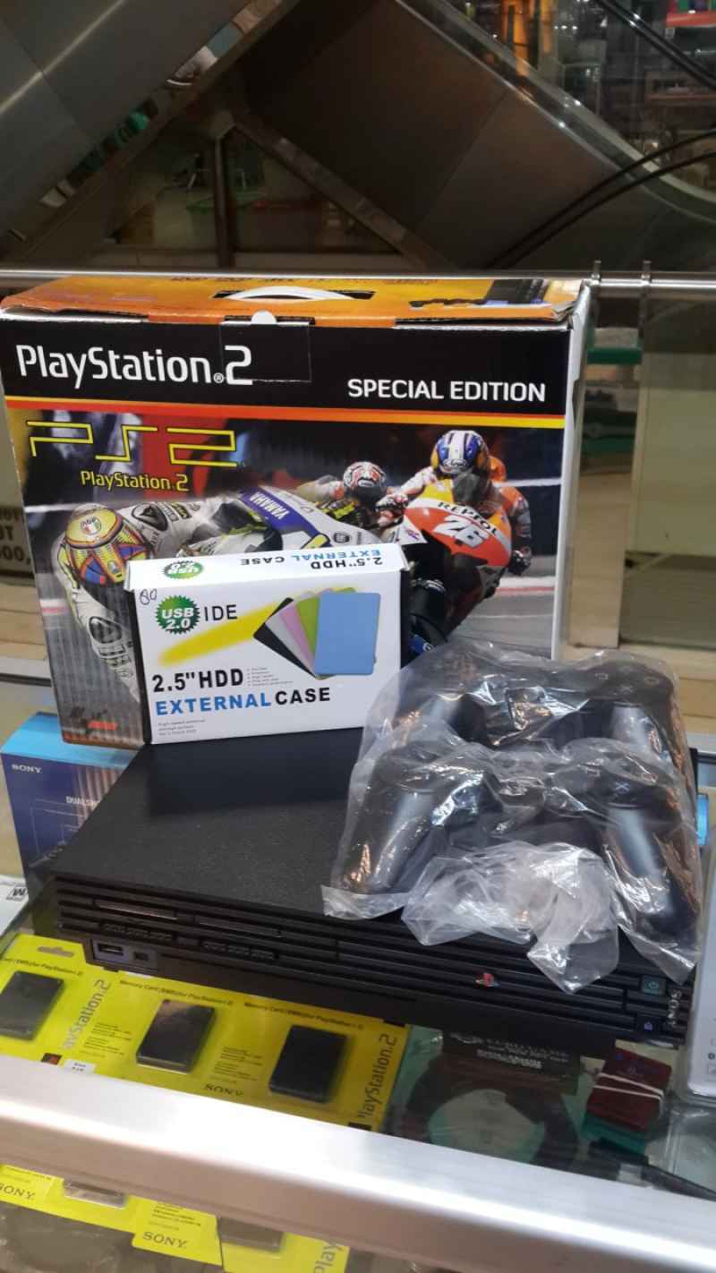 Jual PS2 FAT 60GB ic matrik + 2 stik getar + game terisi full di Seller ...