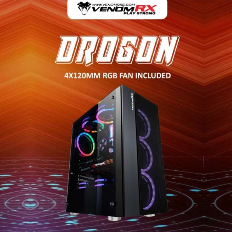 Jual VenomRX Drogon ATX Tempered Glass, 4x120 RGB Fan di Seller ...