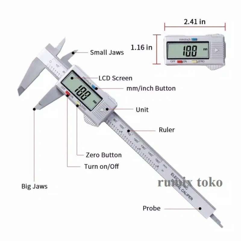 Jual Digital Caliper Meter Jangka No Digital 0-150MM Jangka Caliper Sorong - Multicolor di ...