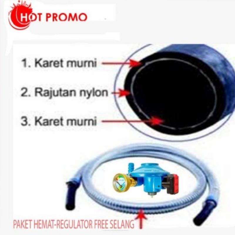 Promo Paket Selang Gas + Regulator METER Blue Gaz PD (ADA INDIKATOR ...