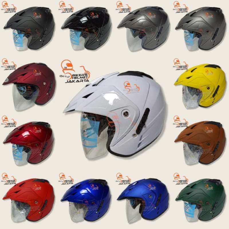 Jual Bulan ini aja kak! DUKE HELM SOLID DOUBLE VISOR DUA KACA HALF FACE ...