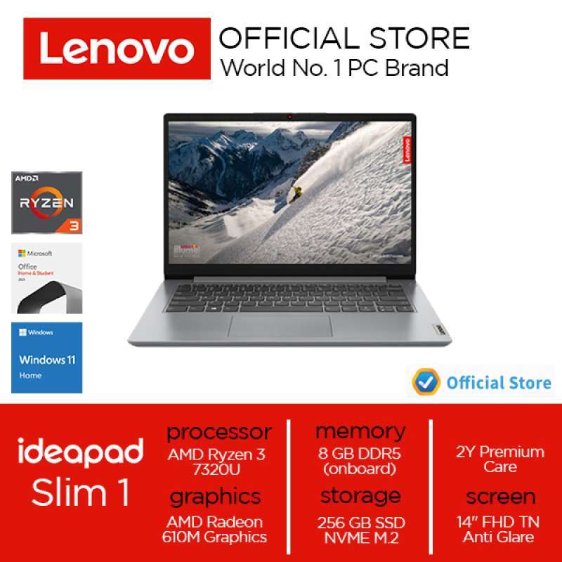 Jual Lenovo Ideapad Slim1 14amn7 Ryzen 3 7320u 8gb 256gb W11 Ohs - Cloud Grey Di Seller Lenovo ...