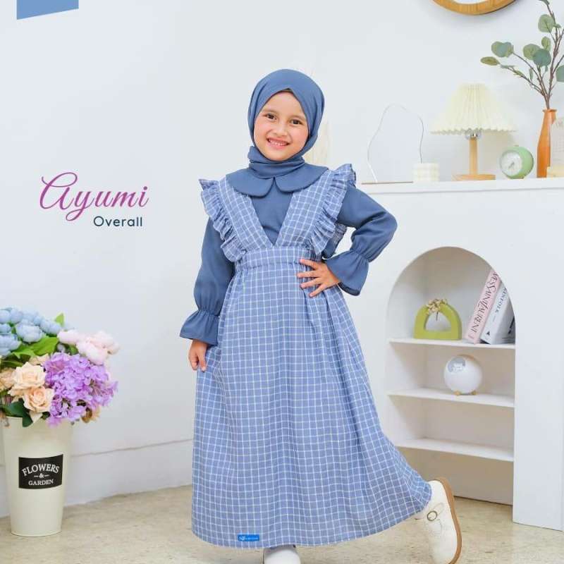 Jual Set Gamis Overall Ayumi Nubi Motif Kotak-kotak 2-6 Tahun di Seller ...