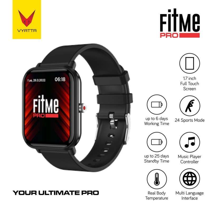 Jual VYATTA FITME PRO SMARTWATCH LARGE SCREEN 1.7 REAL BODY TEMPERATURE ...