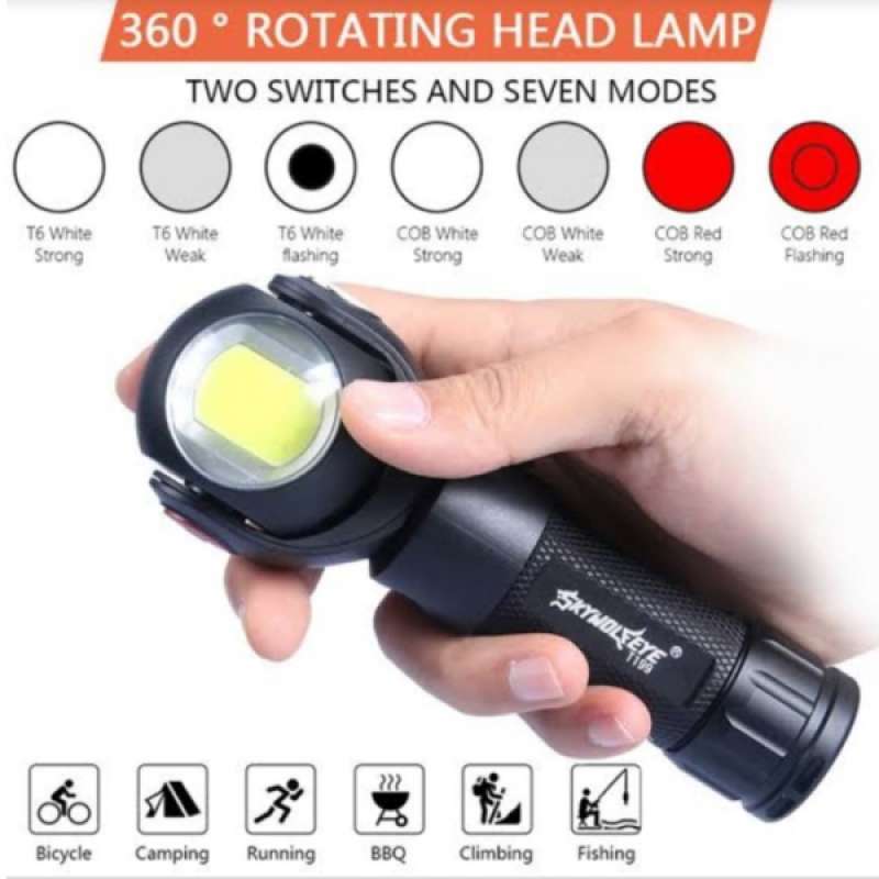 Promo Senter Angle Cob Led Working Light Camping Lampu Fold Torch 7 ...