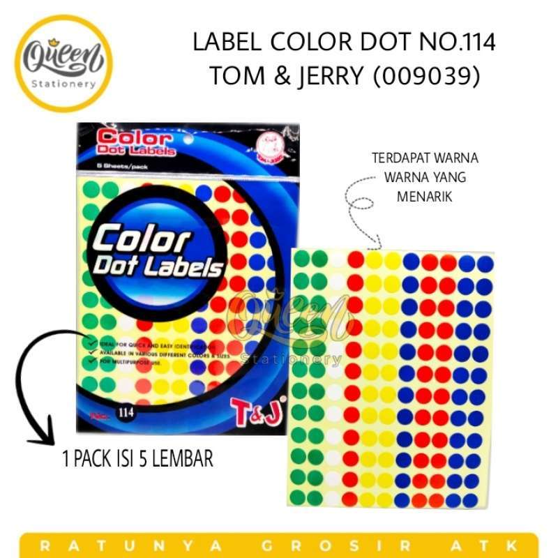 Jual 1 PAK (5 LEMBAR) LABEL COLOUR DOT 114 TOM & JERRY (009039 ...