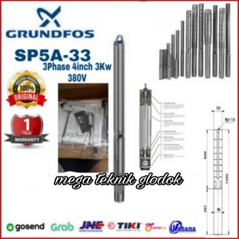 Jual Pompa Submersible Grundfos Sp 5a-33 + Ctk 3 Phase Di Seller Mega ...