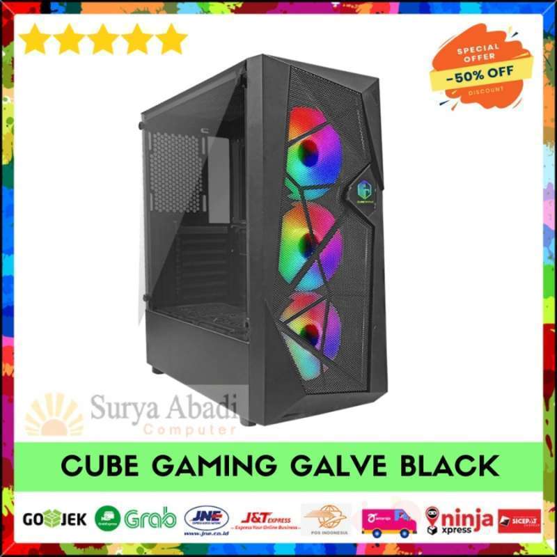 Jual CUBE GAMING GALVE BLACK CASING PC GAMING ATX MATX ITX di Seller ...