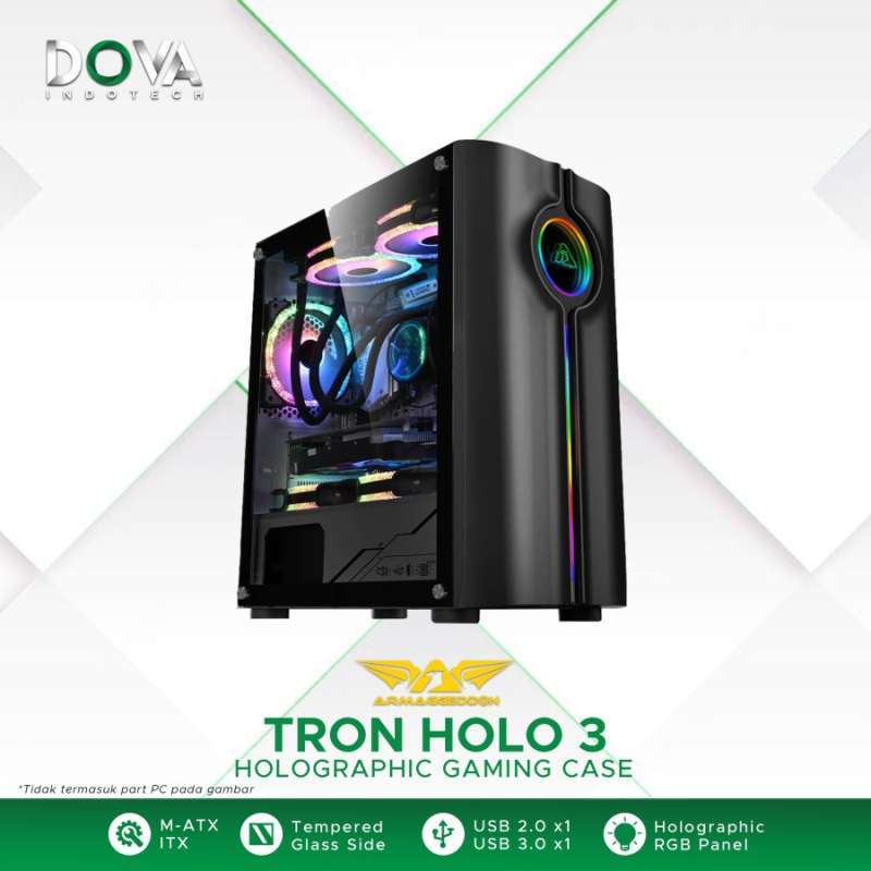 Jual Armaggeddon Tron Holo 3 RGB Holographic Micro ATX Gaming PC Case ...