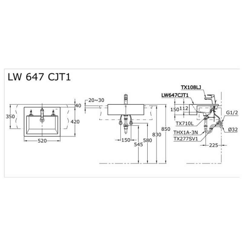 Jual Wastafel Toto Lw 647 Cjt1 W/f Comp Set Tanpa Kran Dingin Di Seller Sukses Rezeki Jaya ...