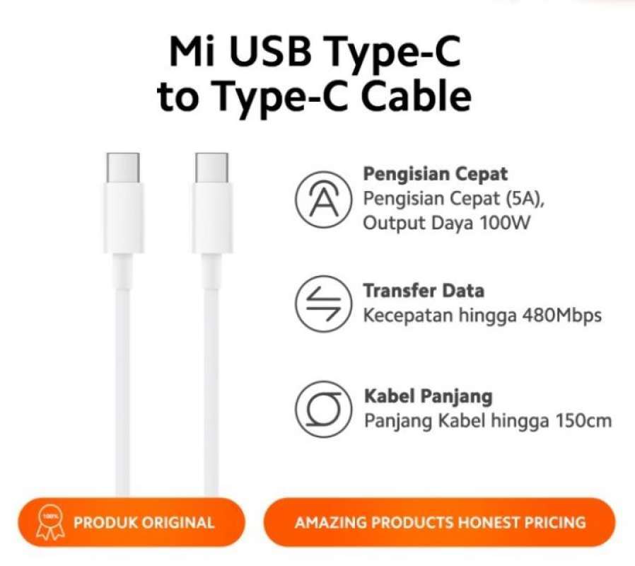 Jual Xiaomi USB Type-C to Type-C Cable 150cm di Seller edp29 - Bantrung, Kab. Jepara | Blibli