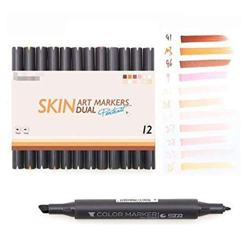 Jual 12 Colors Manga Colors Skin Tones Markers Art Marker Double-Ended ...