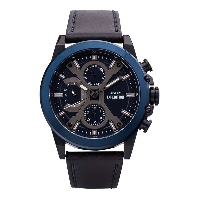Jual Expedition Modern Classic E 6829 MF LUBBU Blue Dial Black Leather ...