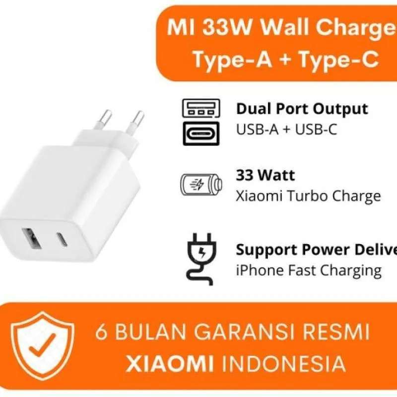 Jual Mi 33W Wall Charger Type-A + Type-C Original Garansi Resmi di ...