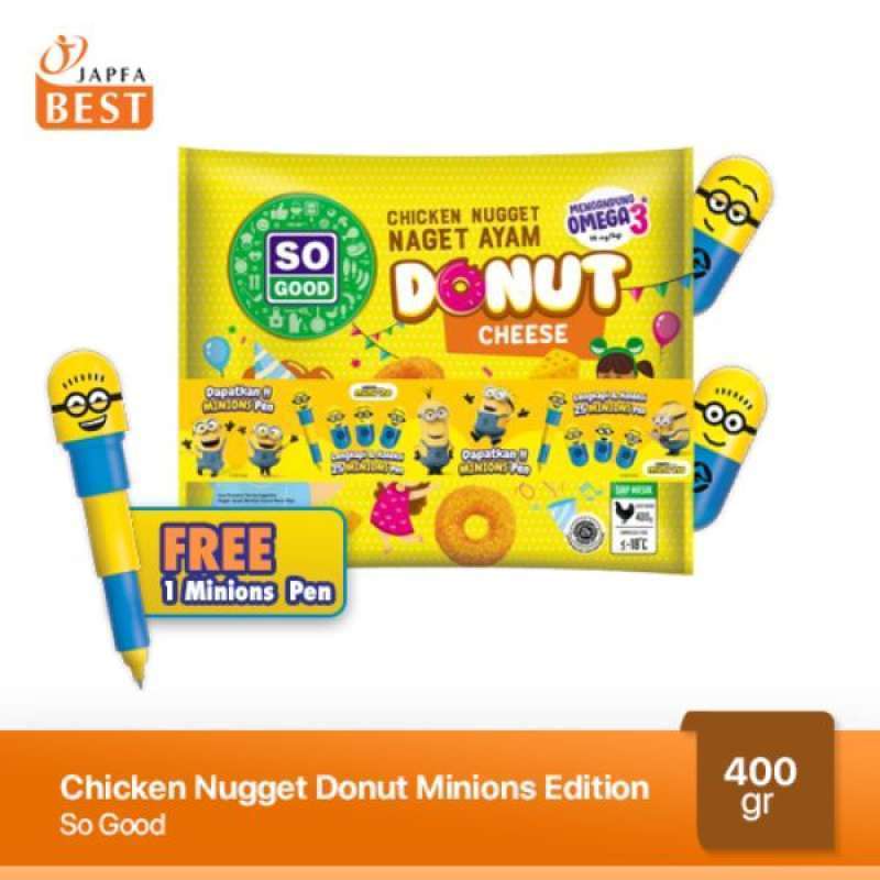 Jual Nugget Ayam Donut Rasa Keju So Good 400 gr FREE MINIONS PEN di ...