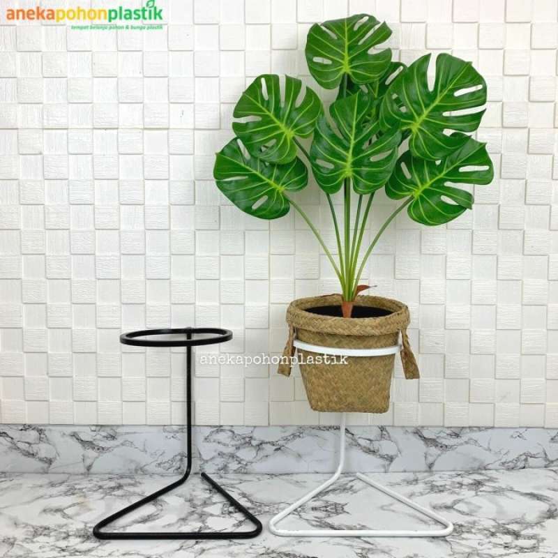 Jual Pohon Daun Monstera X7 Latex Cover Purun Standing Besi Segitiga ...